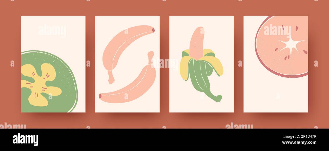 Stylish banana collection of contemporary art posters Stock Vector ...