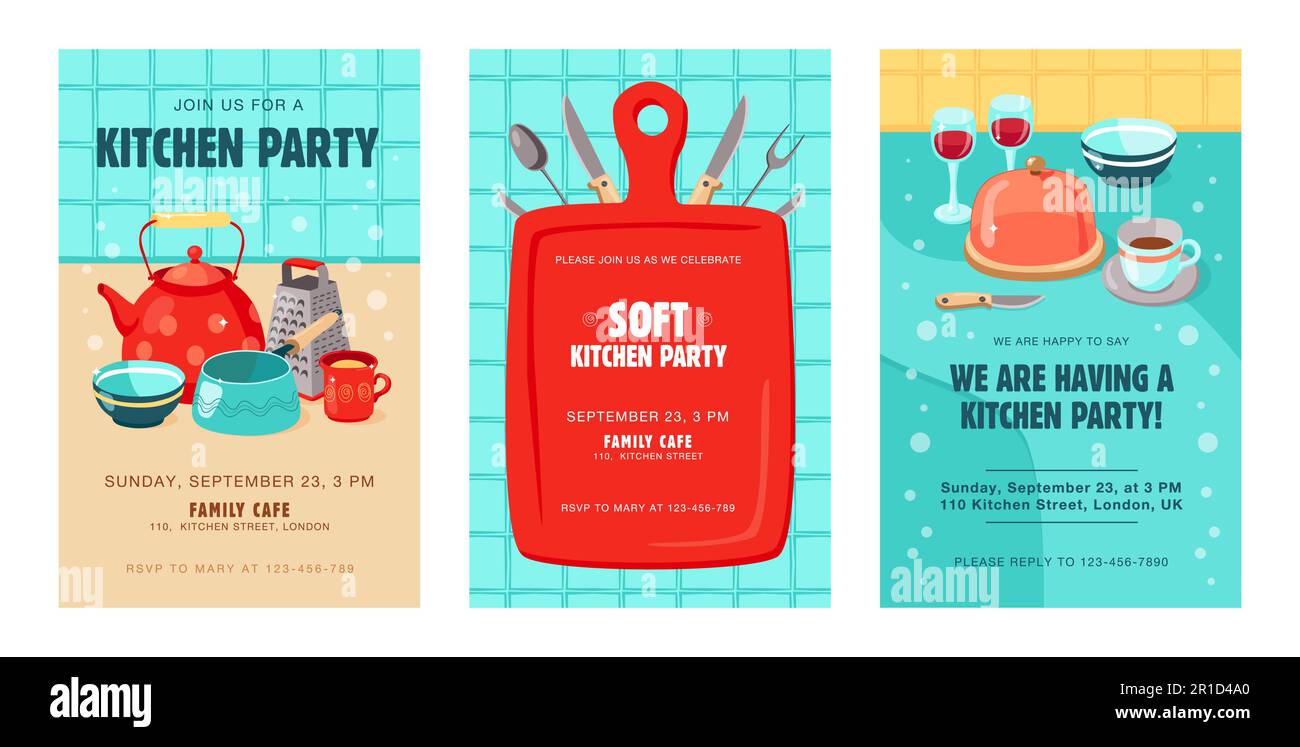 Stylish invitation designs with kitchen utensils Stock Vector Image ...