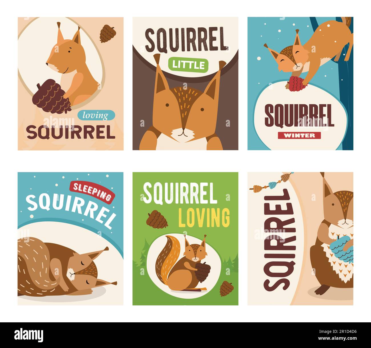 Trendy poster desings with cute squirrel character Stock Vector Image ...