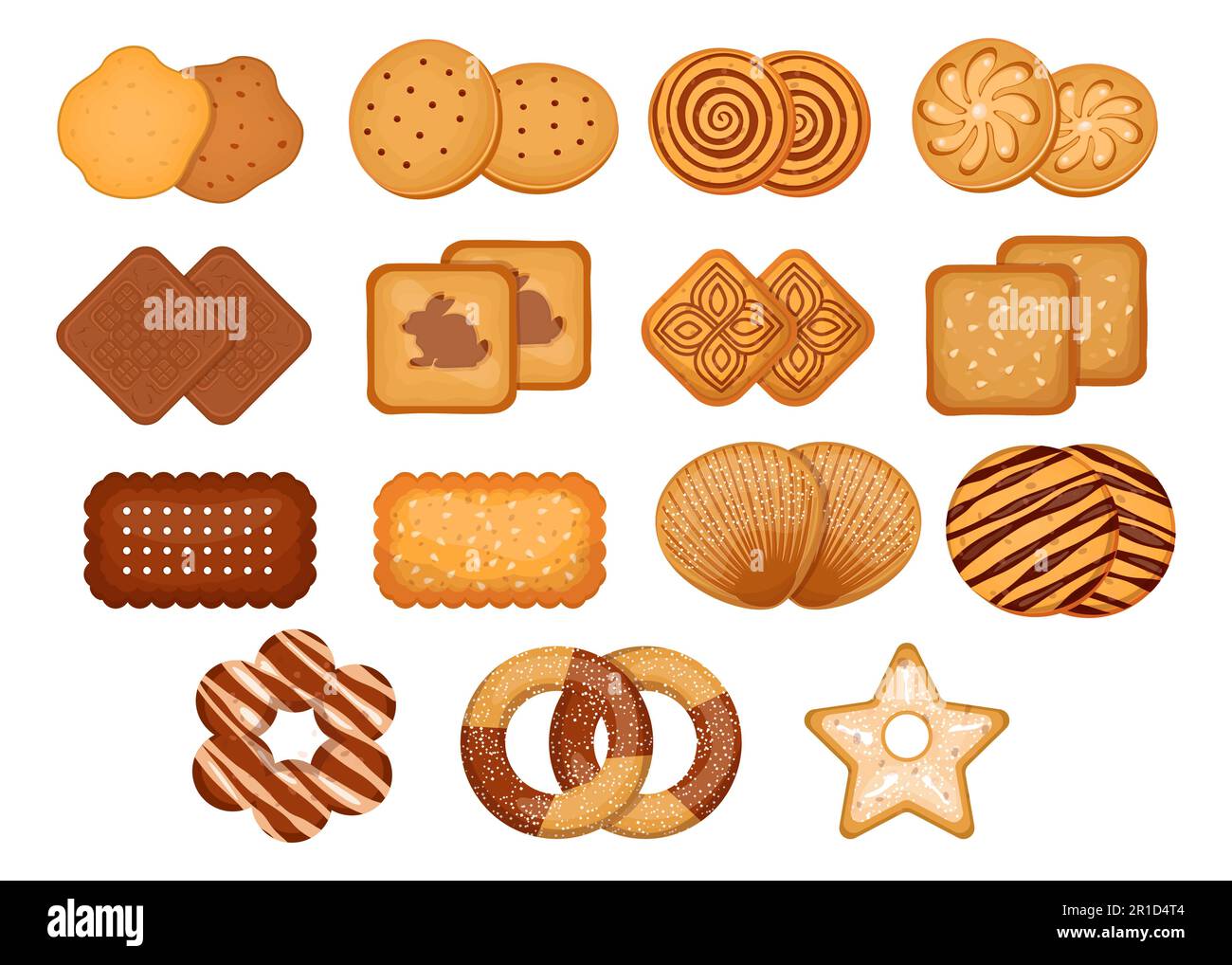 Different cartoon cookies vector illustrations set Stock Vector Image ...