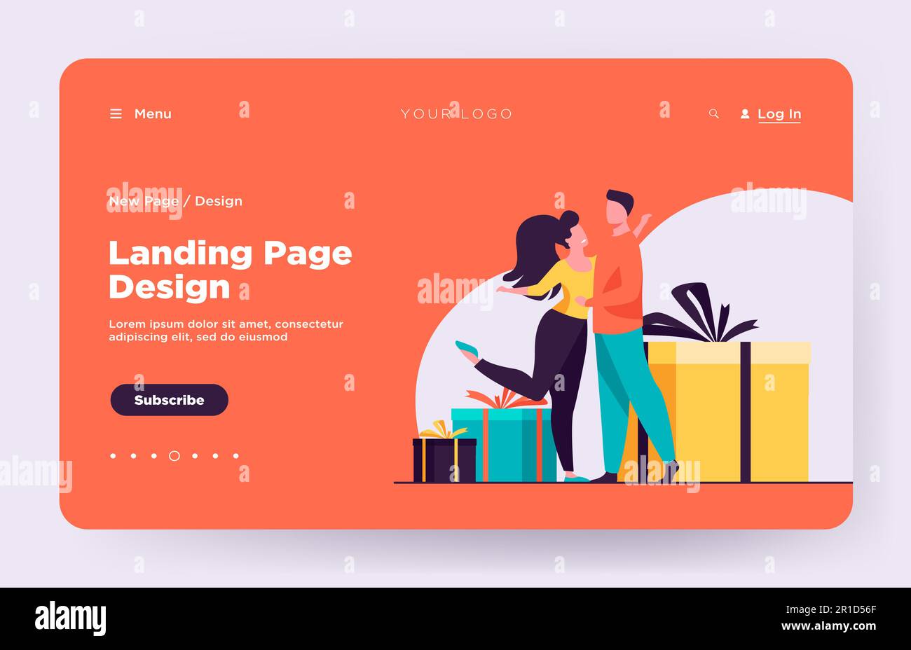 Happy couple hugging and standing near gifts Stock Vector Image & Art ...