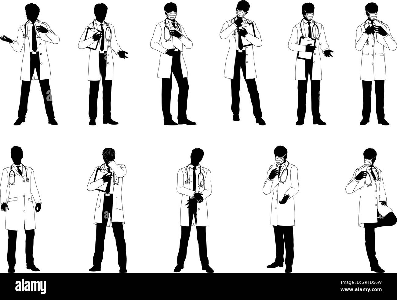 Doctor Men Medical People Silhouette Set Stock Vector Image & Art - Alamy