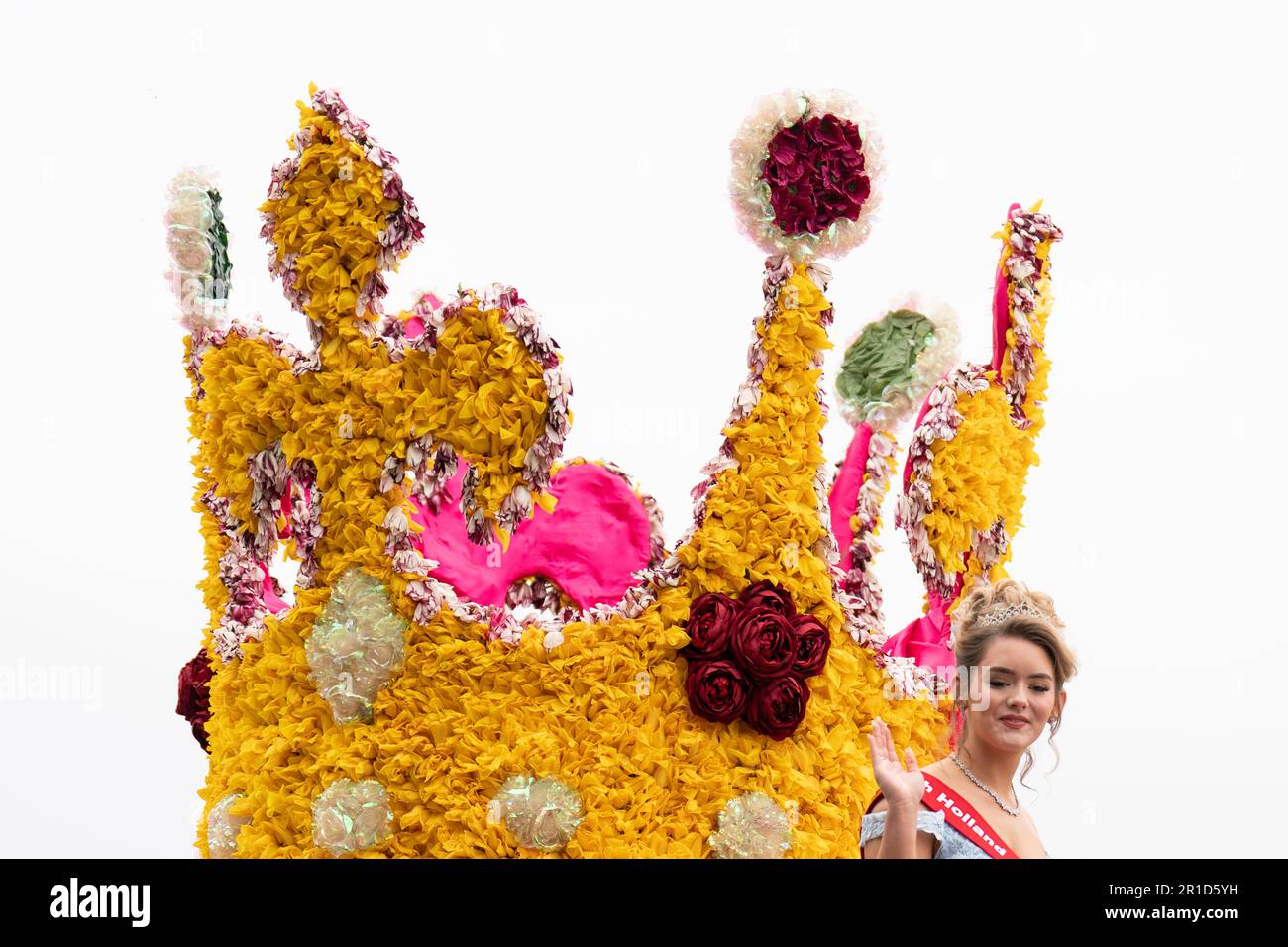 A float decorated with tulip heads during the Spalding Flower Parade ...