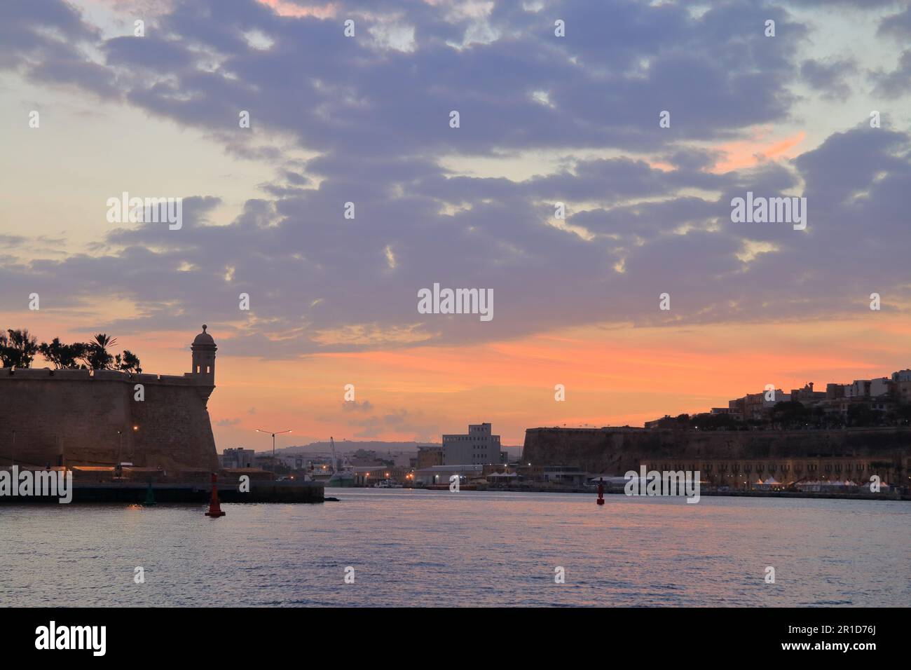 The picture was taken on the island of Malta, from the pier of the city ...