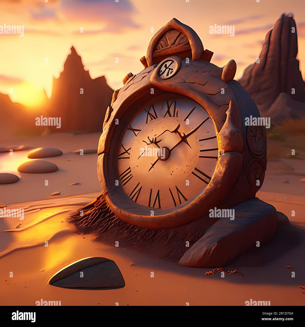 Cartoon golden clock hi-res stock photography and images - Alamy
