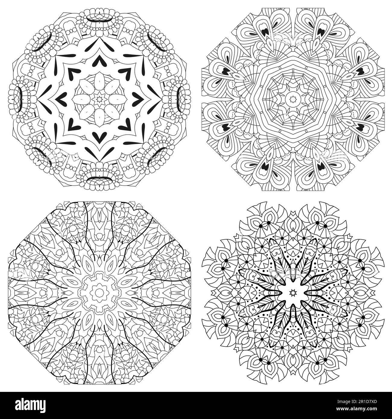 Vector Adult Coloring Book Textures. Hand-painted art design. Adult ...