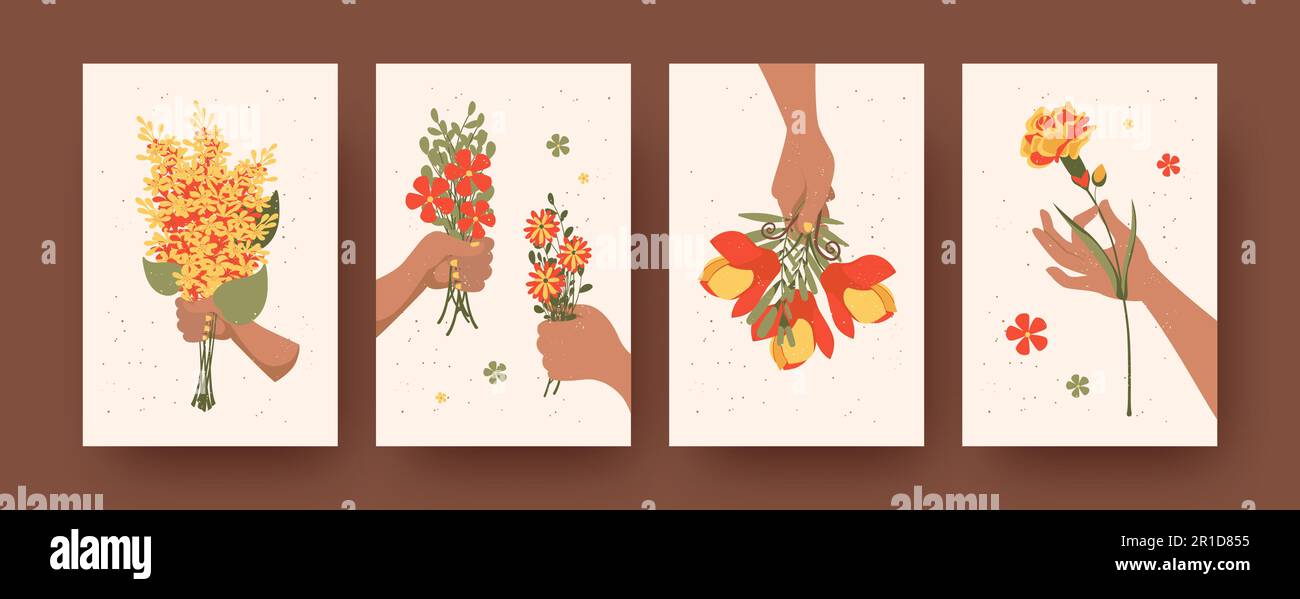 Set of contemporary art posters with botany theme Stock Vector Image ...