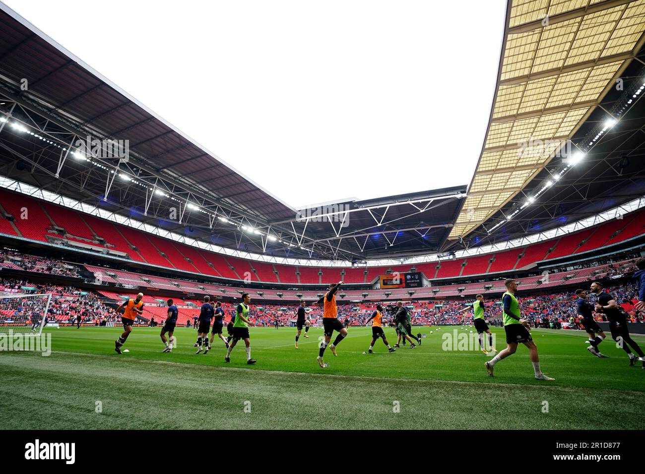 Notts County warm up prior to the Vanarama National League play-off ...