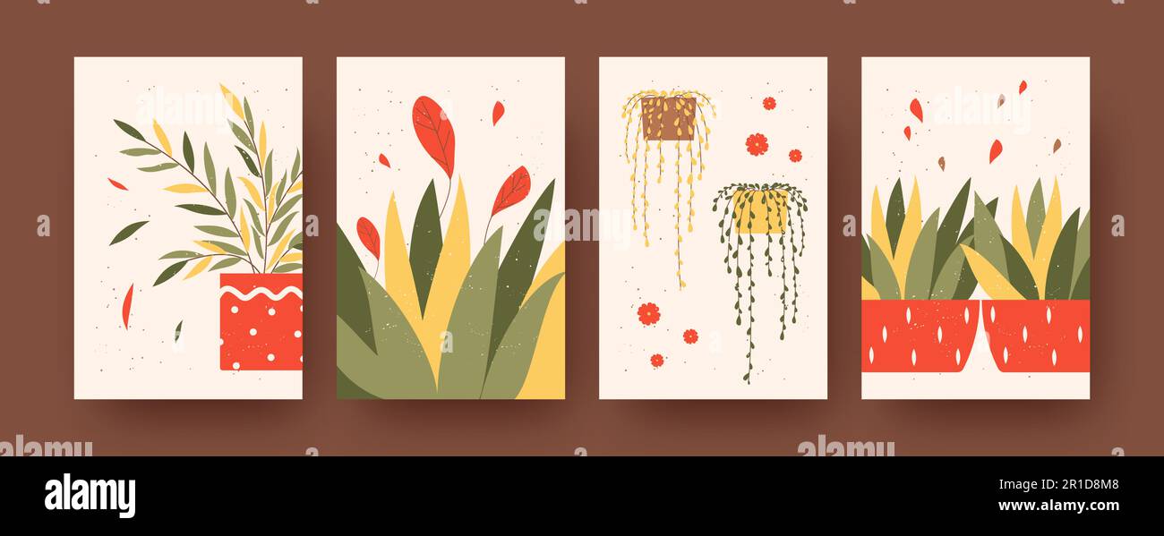 Set of contemporary art posters with garden theme Stock Vector Image ...