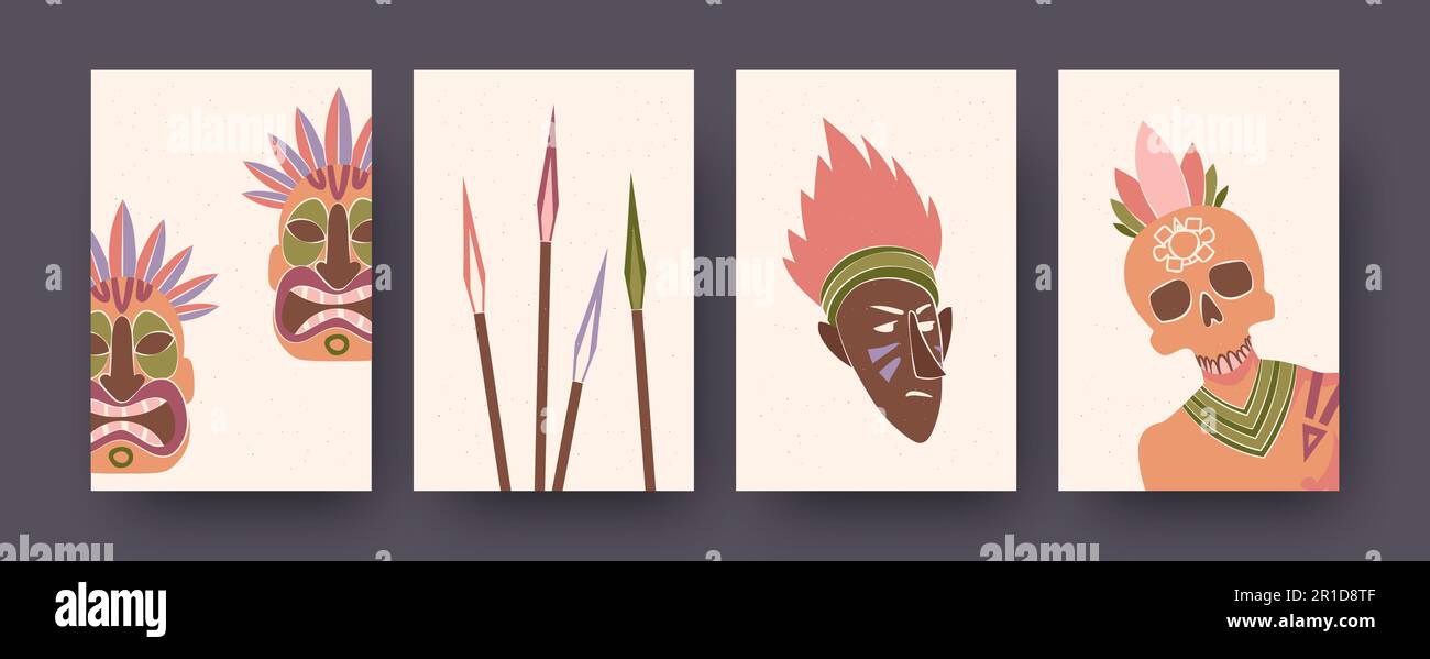 Set of tribal illustrations in pastel colors Stock Vector Image & Art ...
