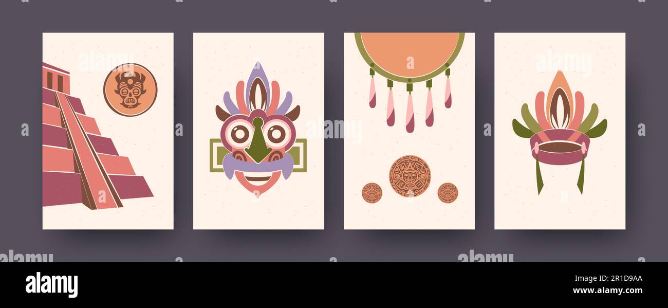 Set of ethnic posters with ritual elements Stock Vector Image & Art - Alamy