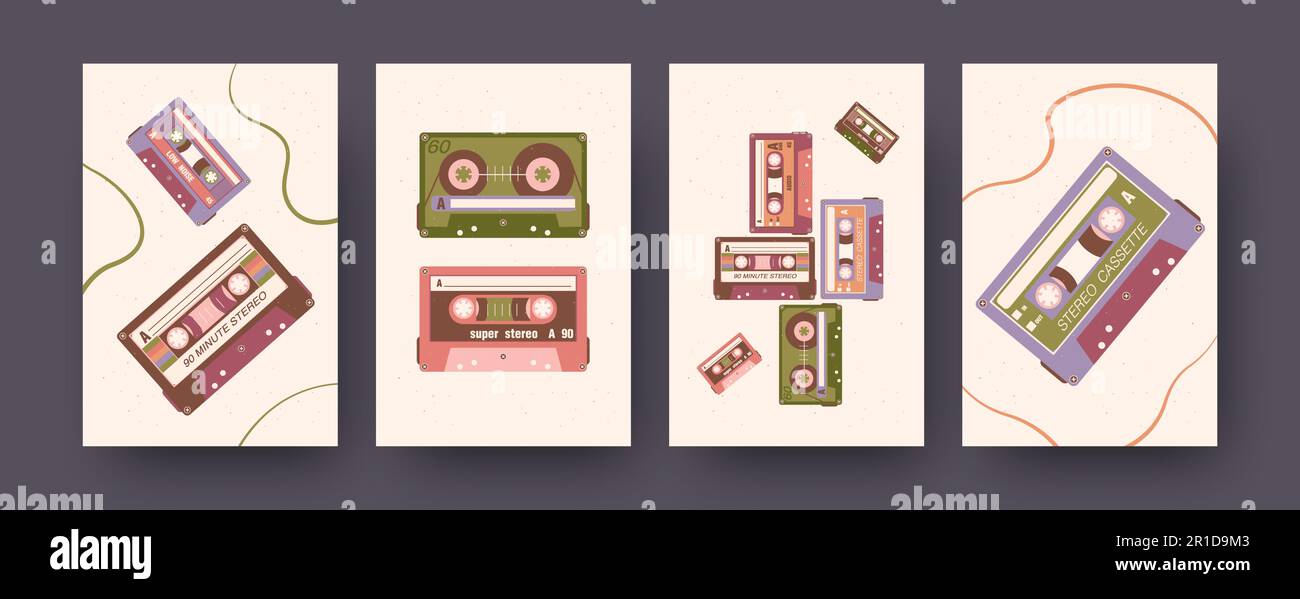 Set of contemporary art posters with audio cassettes Stock Vector Image ...