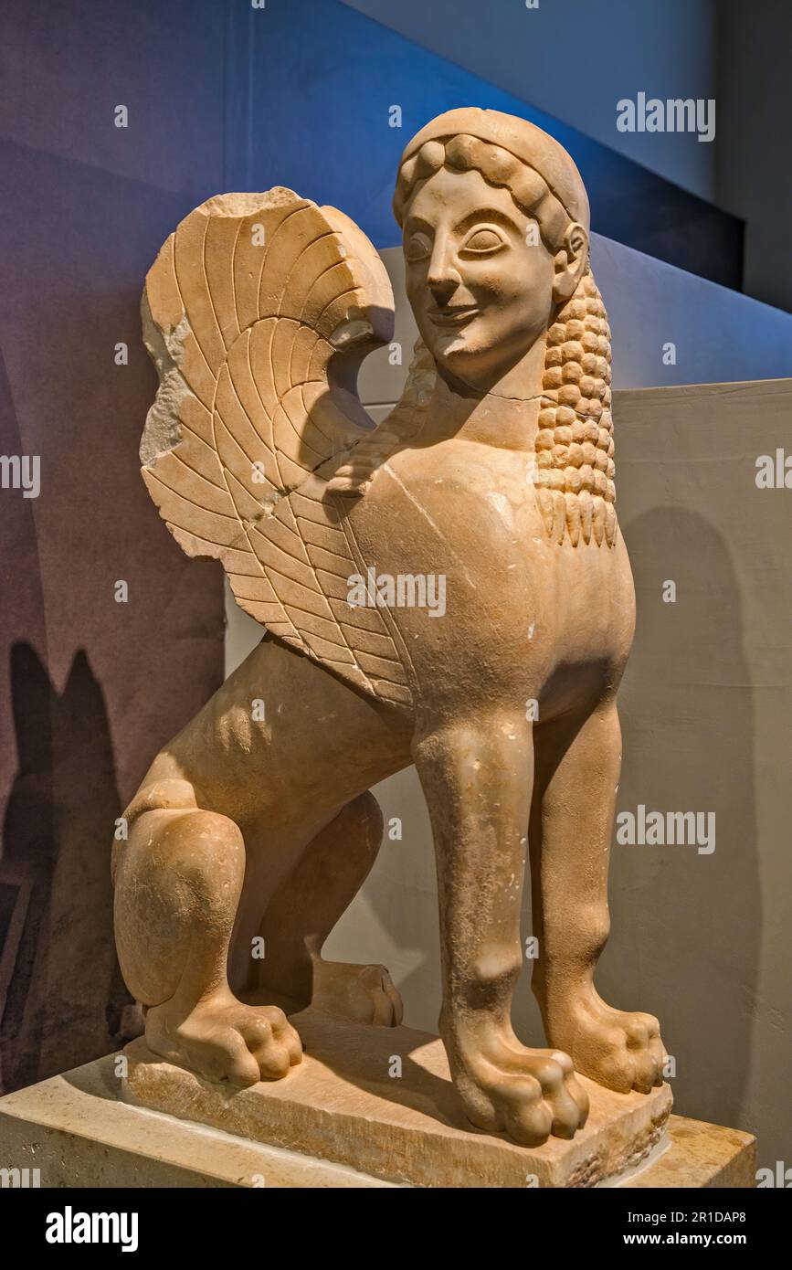 Marble funerary Sphinx, 6th century BC, sculpture, Archaeological ...