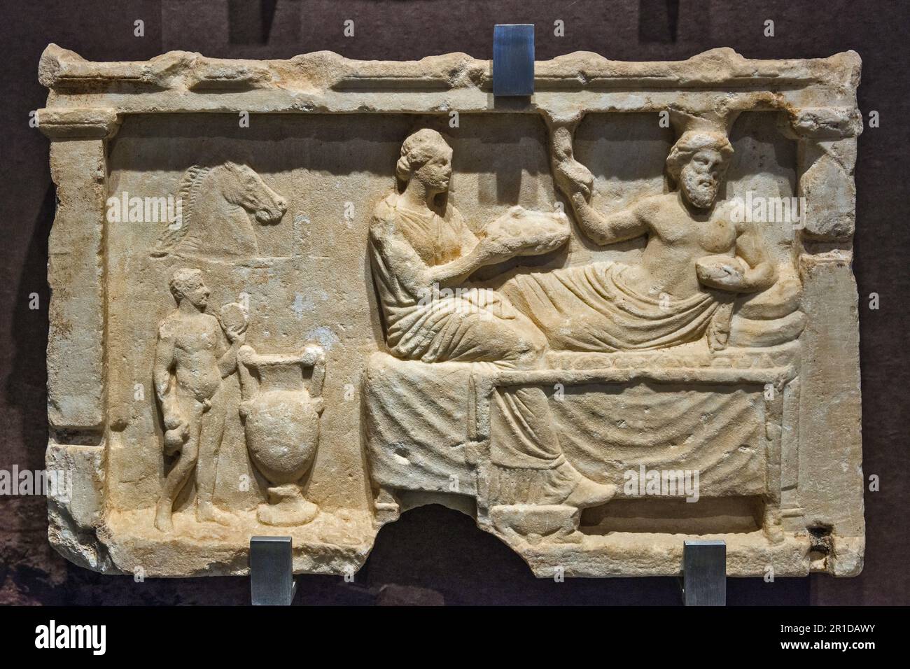 The hero accepting offerings, ancient carving, Archaeological Museum of ...