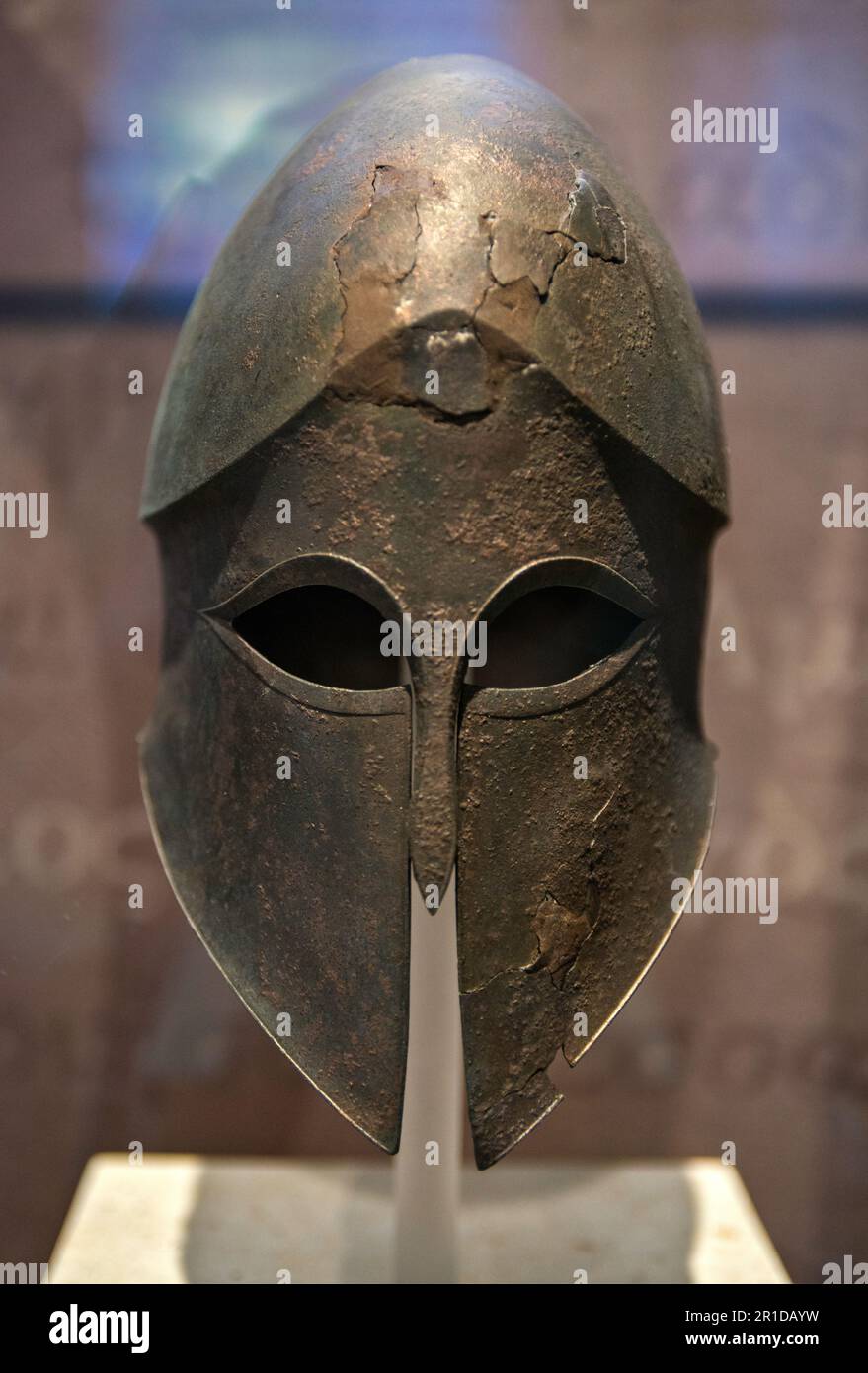 Bronze Corinthian helmet, circa 500 BC, Archaeological Museum of ...