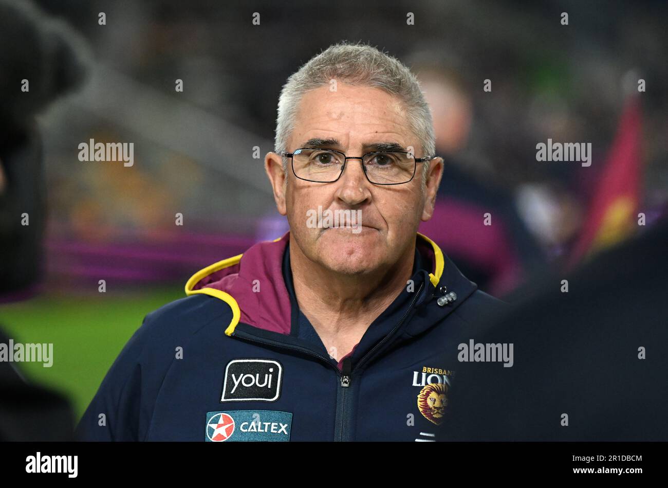 Lions coach Chris Fagan is seen during the AFL Round 9 match between ...