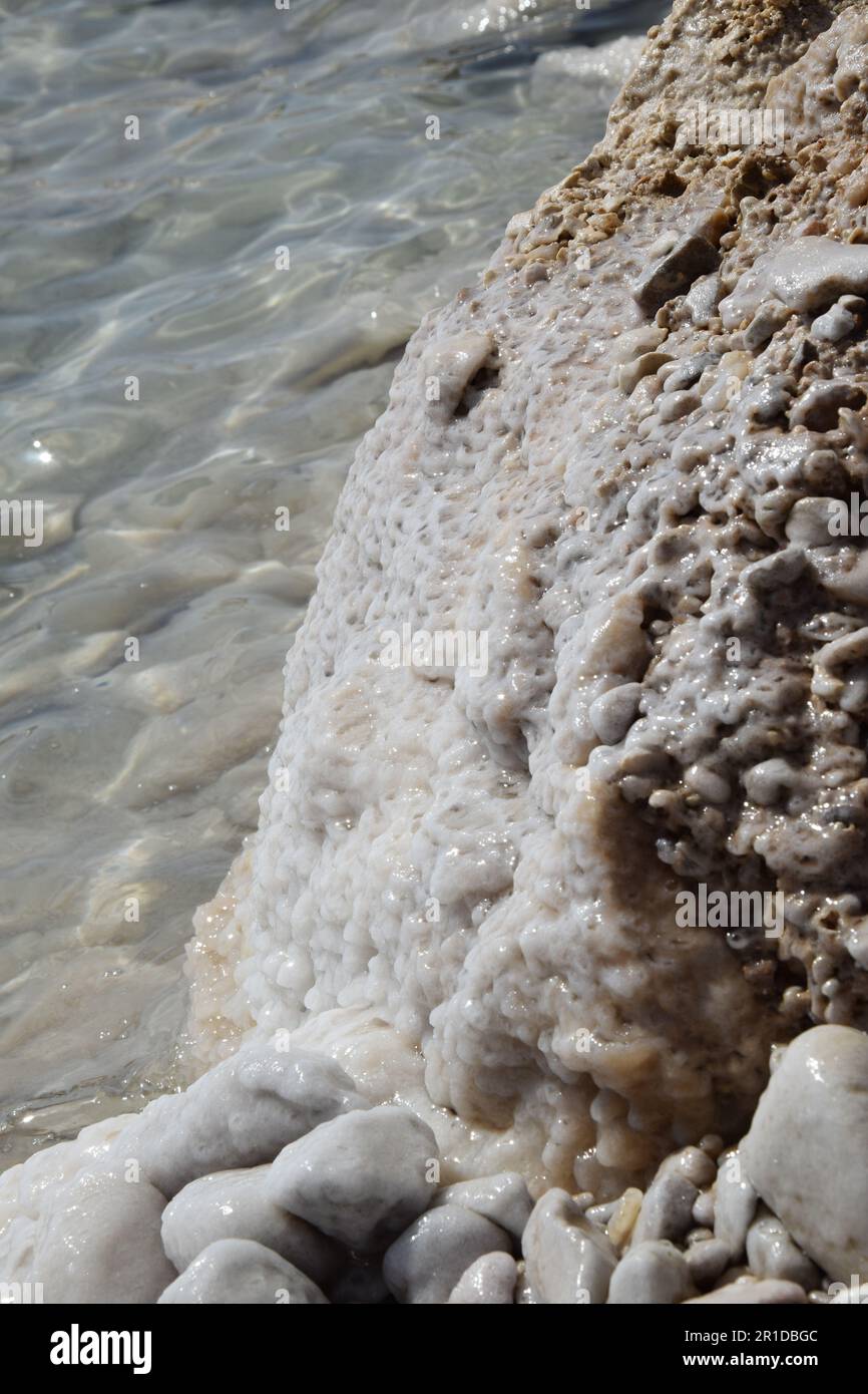 Sinking sea level, sinkholes and salt crystals - Coast of the Dead Sea ...