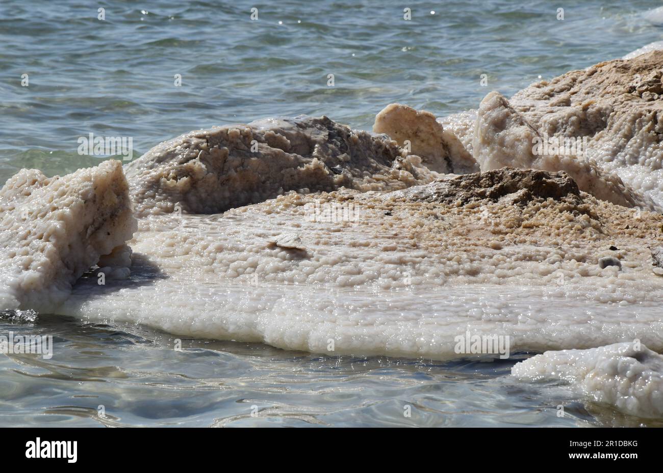 Sinking sea level, sinkholes and salt crystals - Coast of the Dead Sea ...