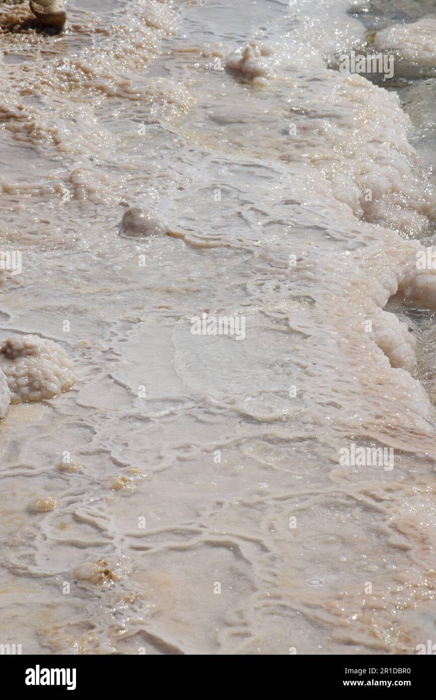Sinking sea level, sinkholes and salt crystals - Coast of the Dead Sea ...