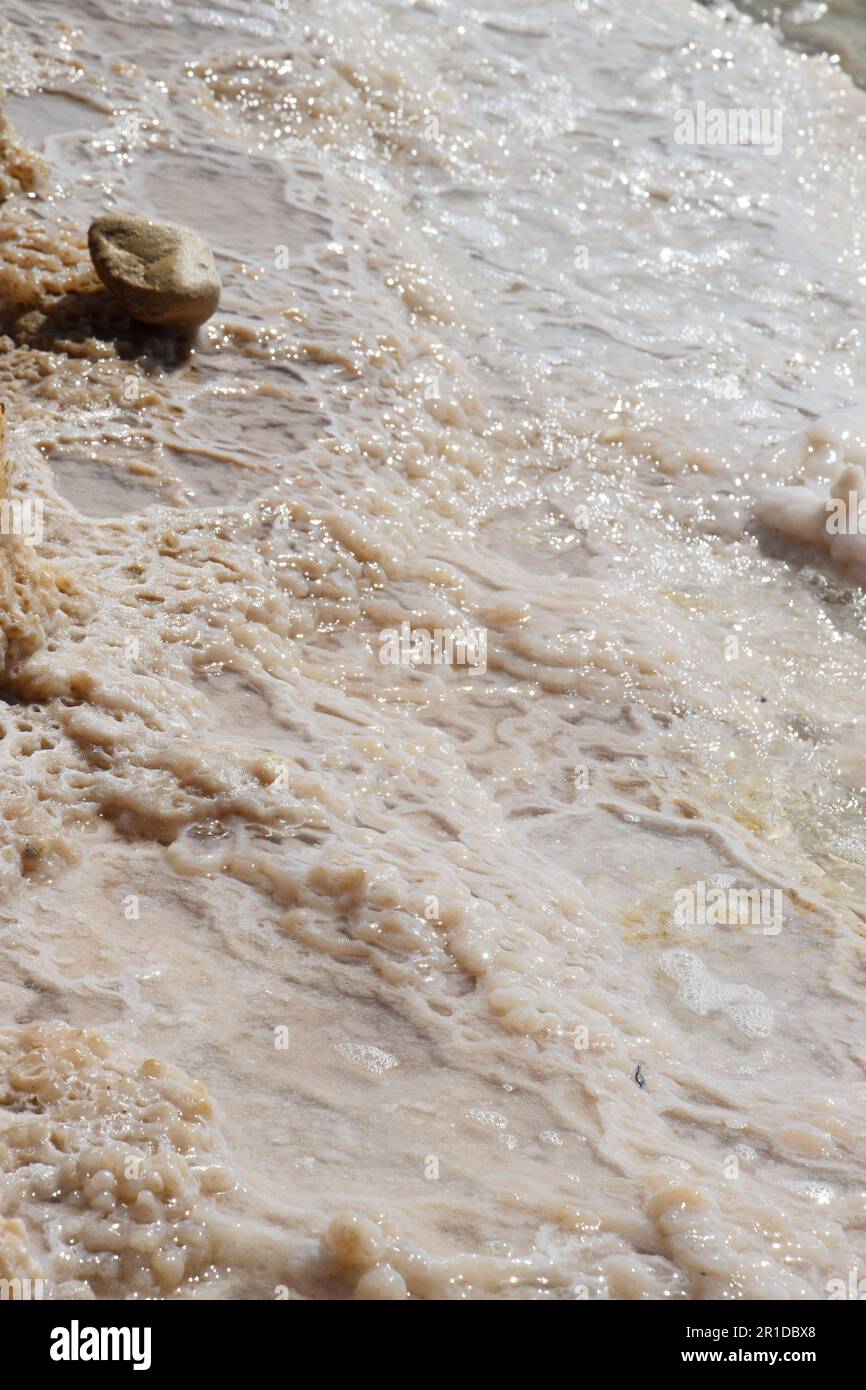 Sinking sea level, sinkholes and salt crystals - Coast of the Dead Sea ...