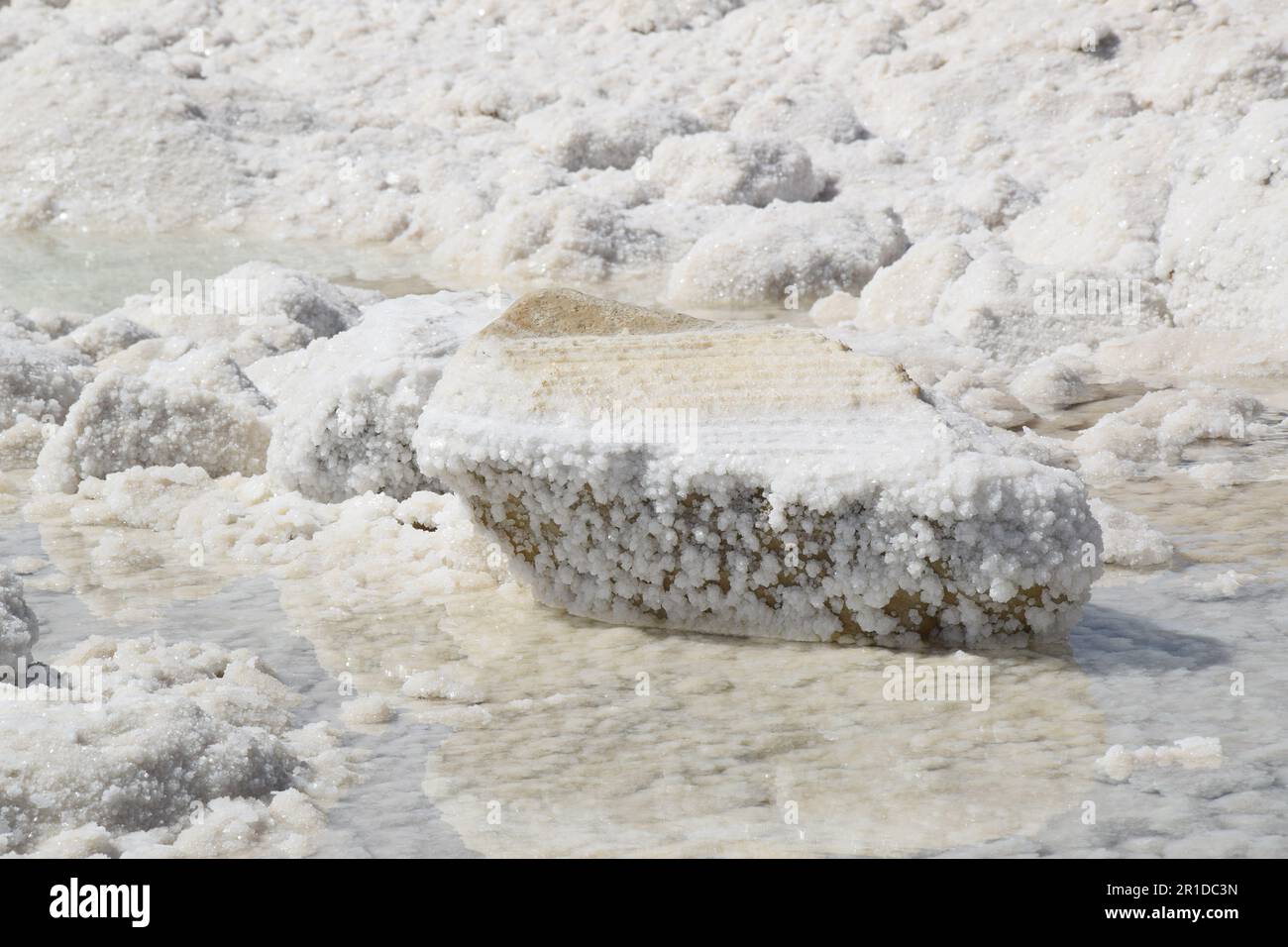 Sinking sea level, sinkholes and salt crystals - Coast of the Dead Sea ...