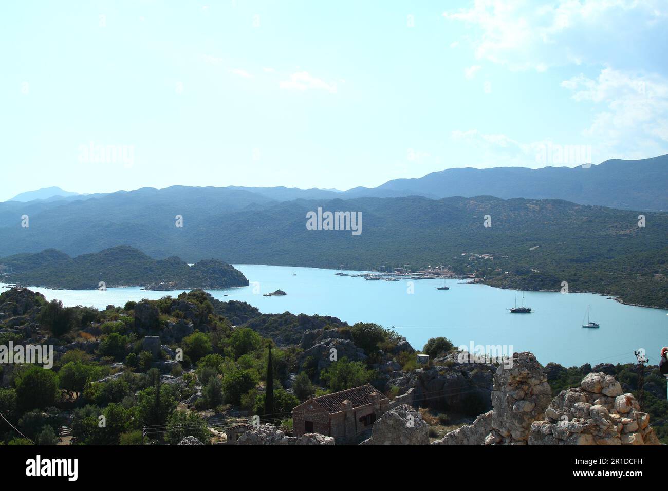 Kas,antalya, turkey. July 02,2012: Simena (Kalekoy) ancient ruin site ...