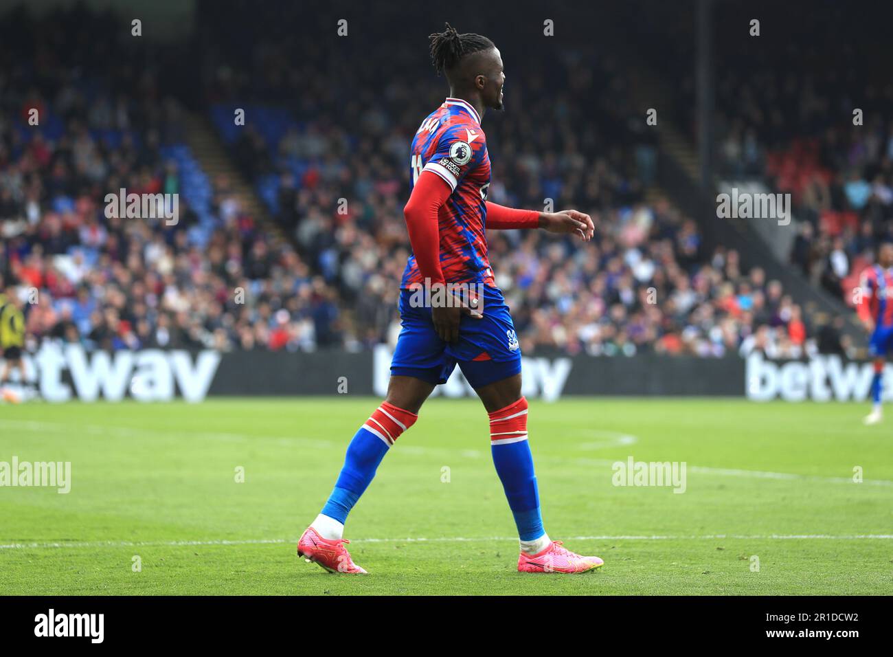 Crystal Palace's Wilfried Zaha appears in pain during the Premier ...