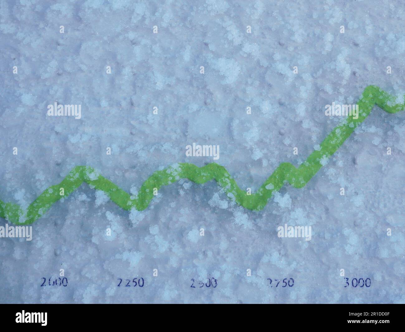 green chart line frozen with ice Stock Photo - Alamy