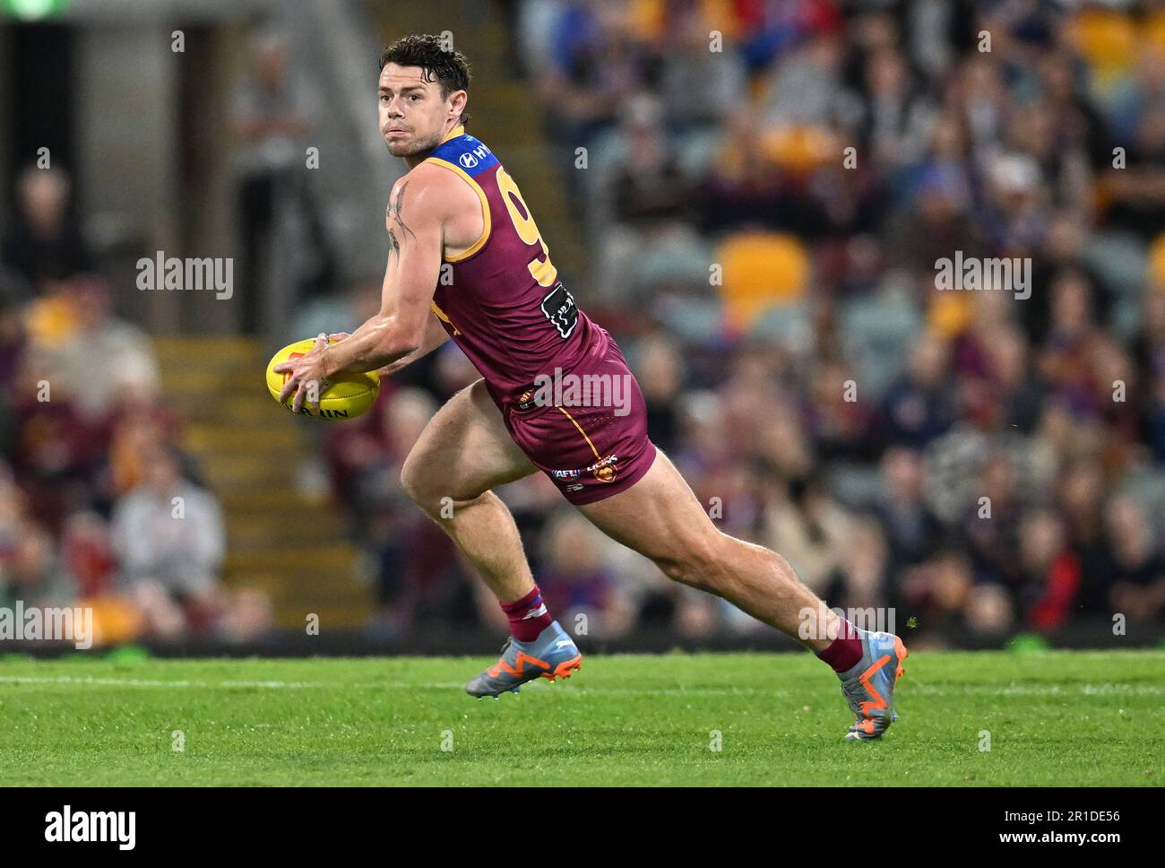 Lachie Neale of the Lions in action during the AFL Round 9 match ...