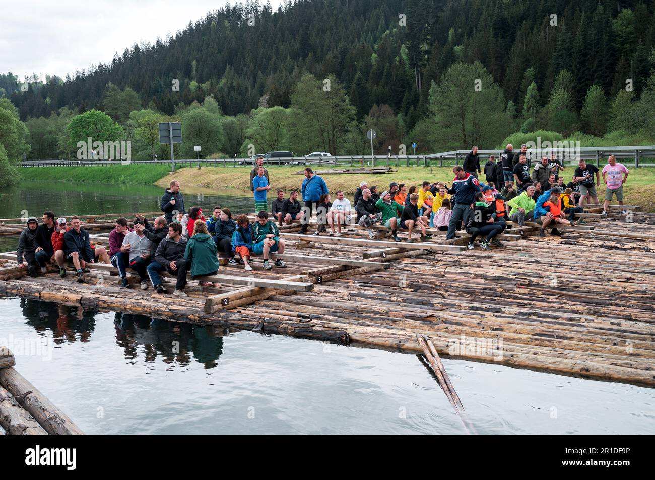 Wallenfels, Germany. 13th May, 2023. Passengers sit on the rafts before ...