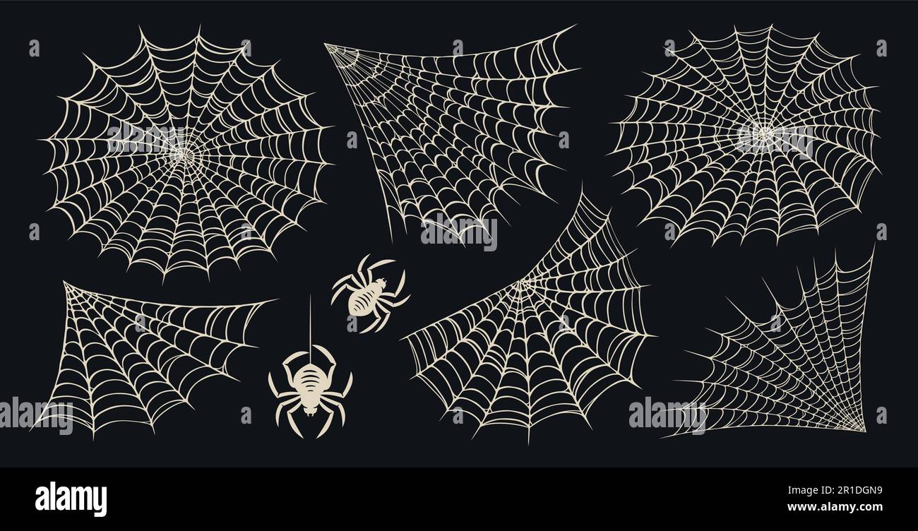 Set of spider web for Halloween. Cobweb, frames and borders, scary ...