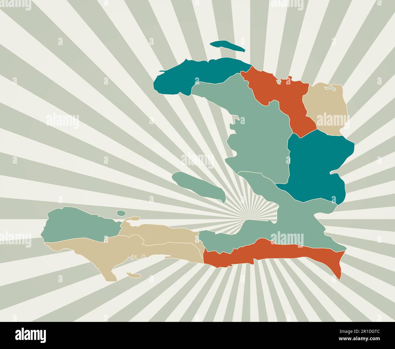 Haiti map. Poster with map of the country in retro color palette. Shape ...