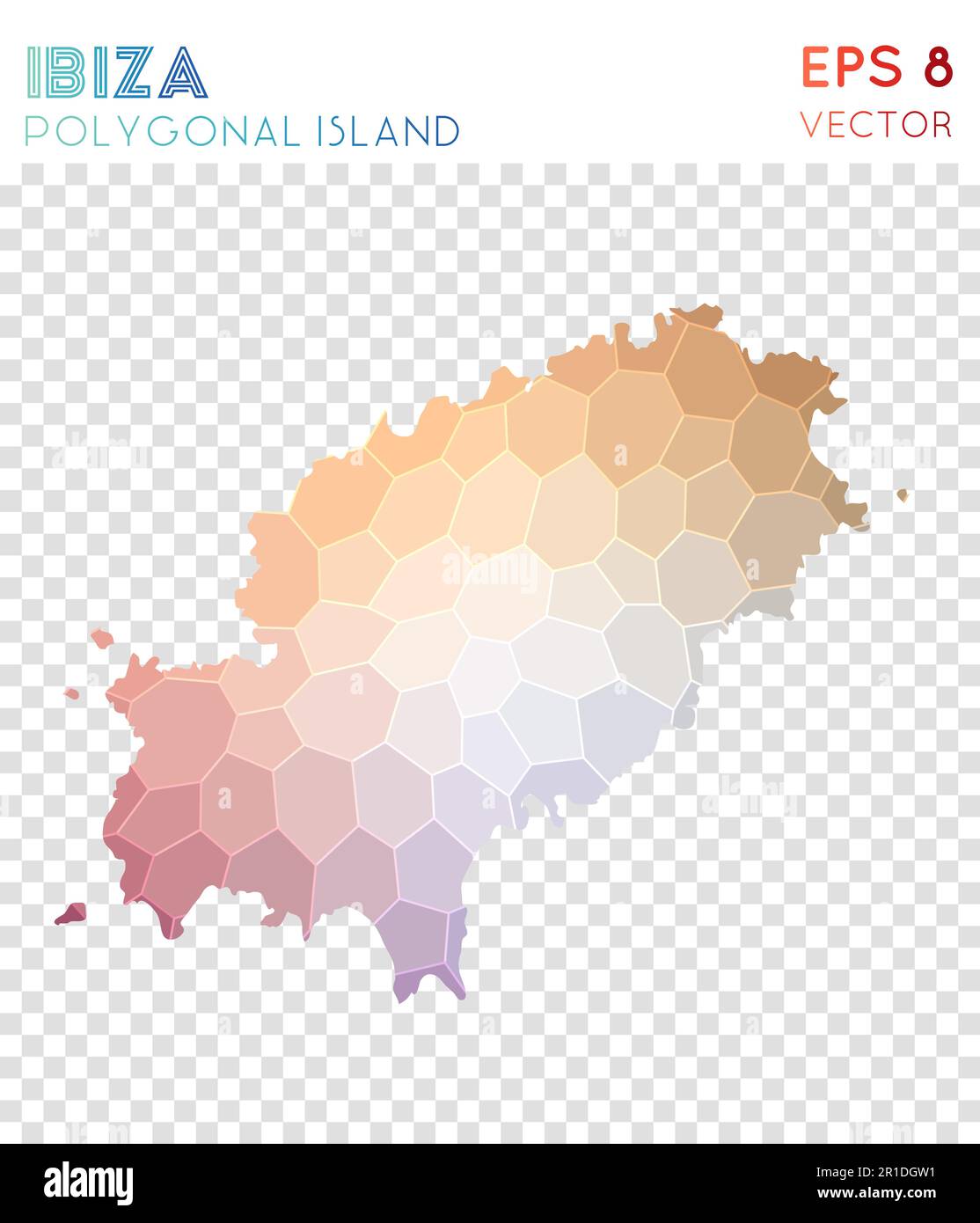 Ibiza polygonal map, mosaic style island. Stunning low poly style ...