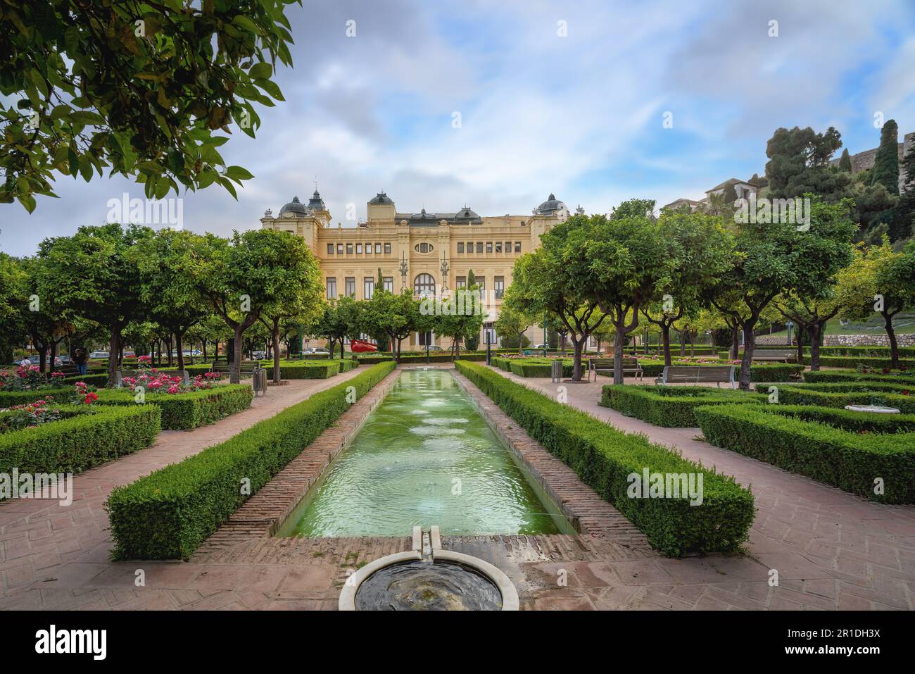 Pedro Luis Alonso Gardens with Malaga City Hall - Malaga, Andalusia ...