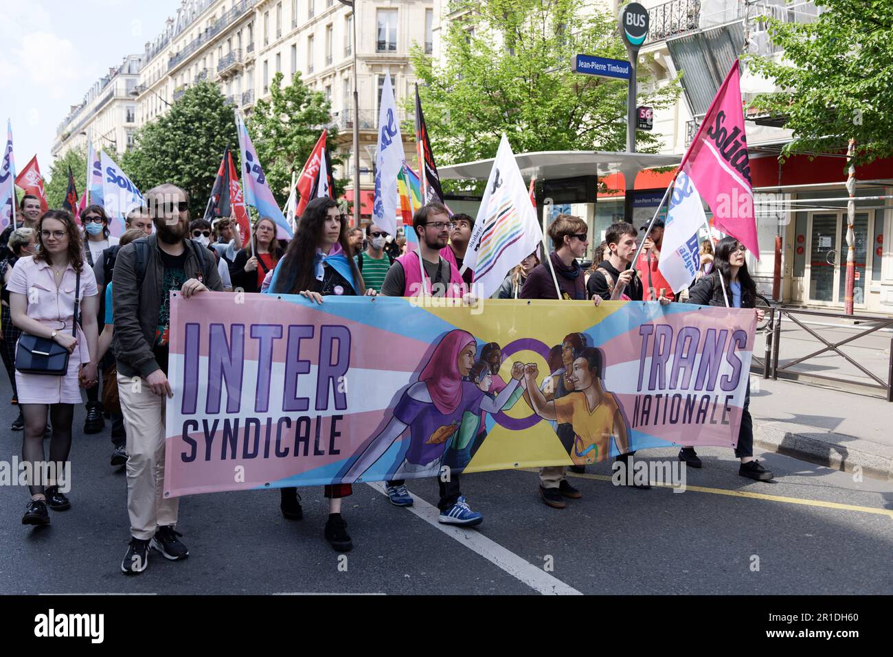 Paris, France. 13th May, 2023. ExisTransInter demonstration against the ...