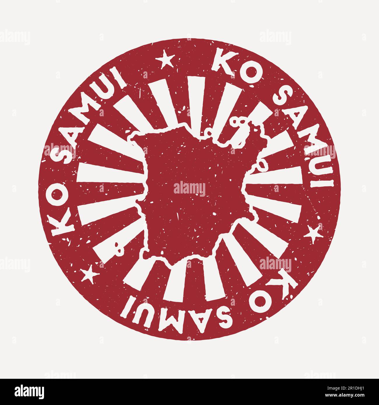 Ko Samui stamp. Travel red rubber stamp with the map of the island ...