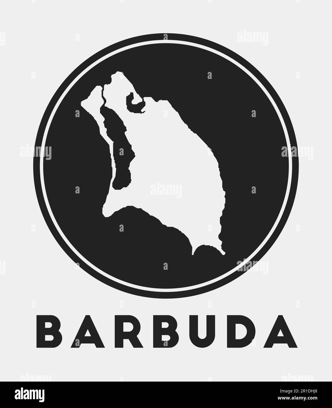 Barbuda icon. Round logo with island map and title. Stylish Barbuda ...