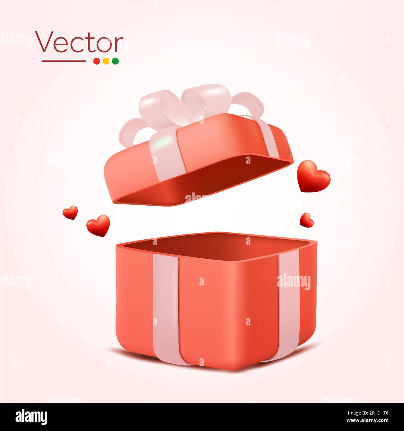 3d sweet gift box with floating hearts, isolated on background. Design ...