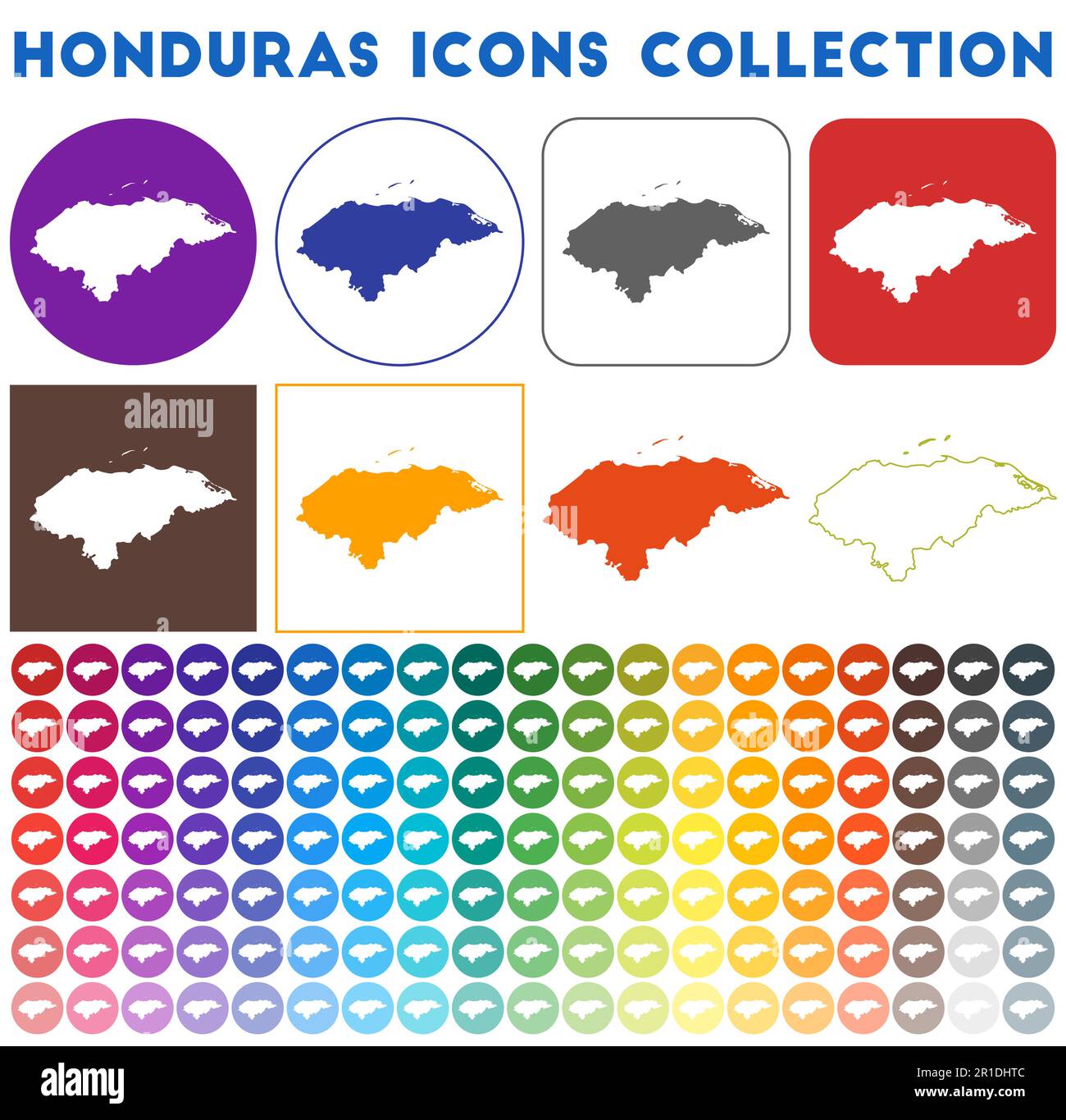 Honduras icons collection. Bright colorful trendy map icons. Modern ...