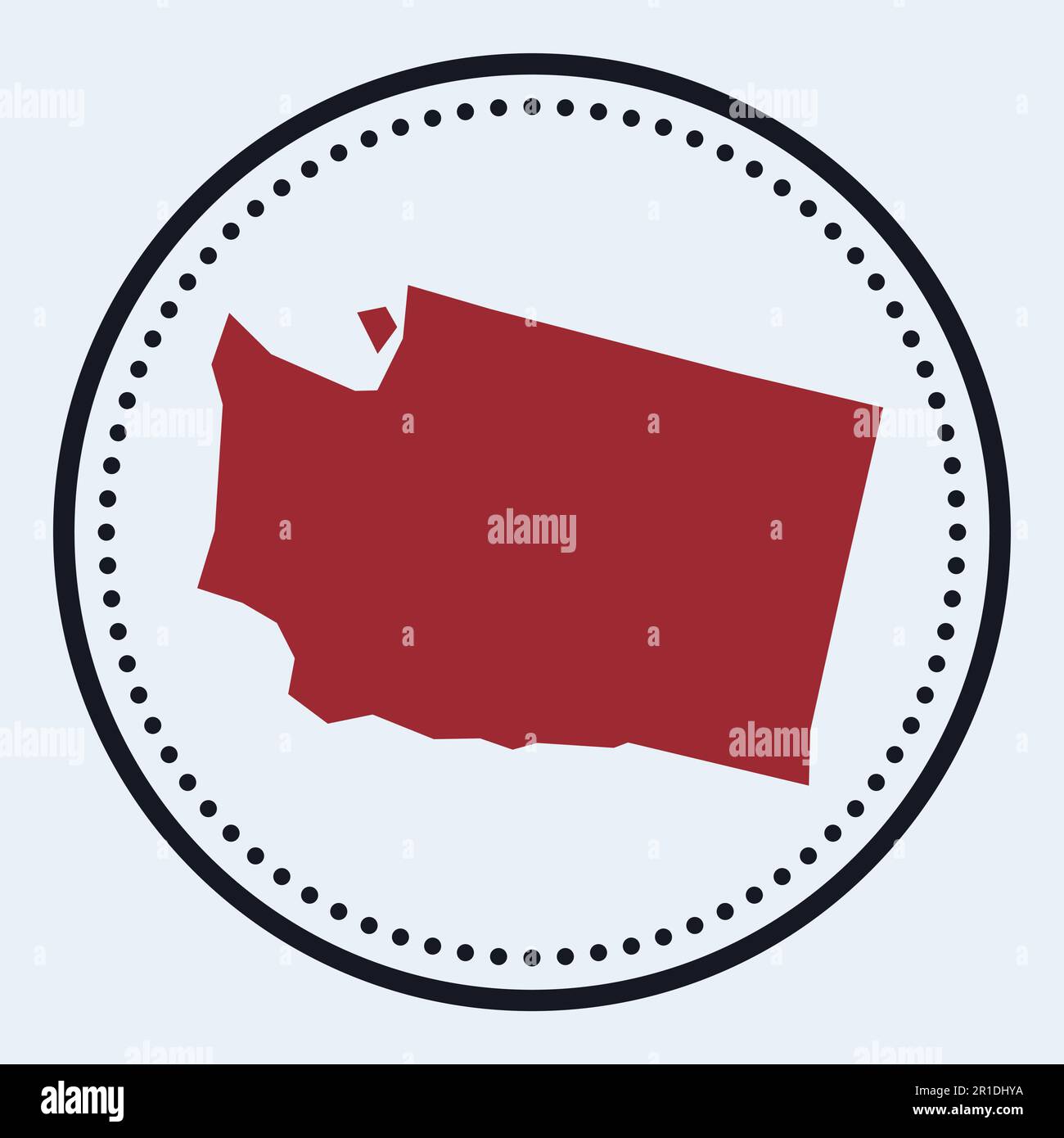 Washington round stamp. Round logo with US state map and title. Stylish ...