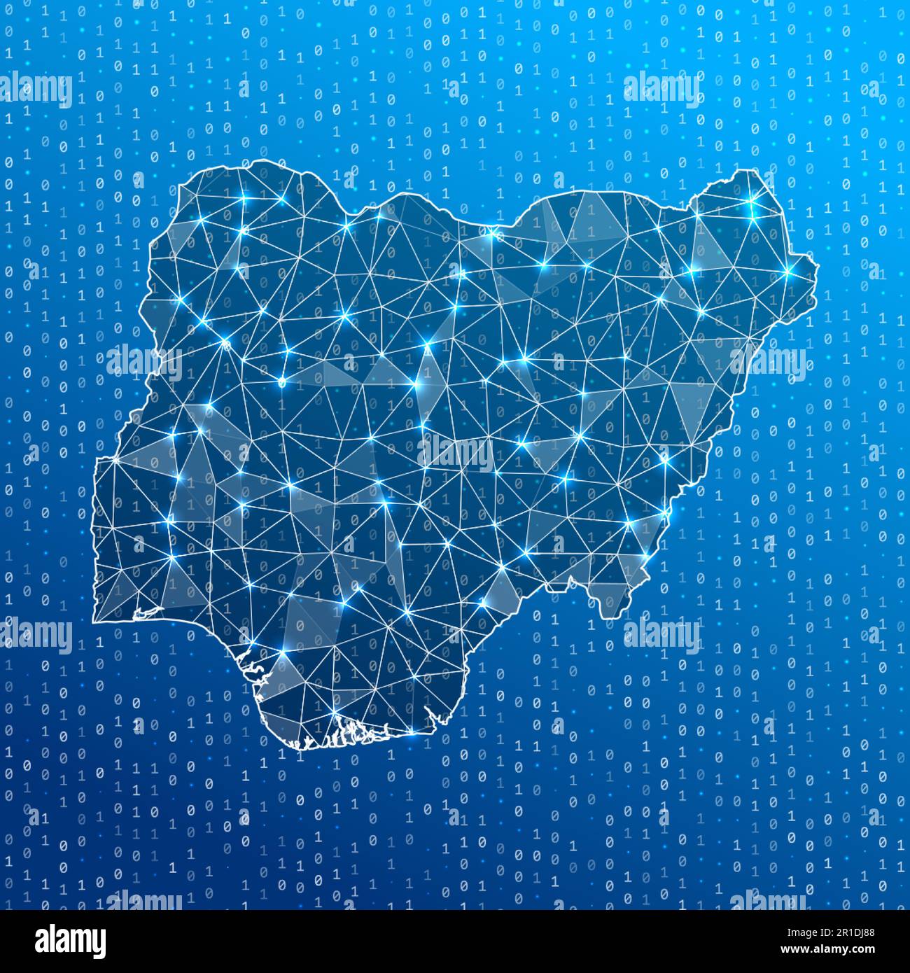 Network map of Nigeria. Country digital connections map. Technology, internet, network ...