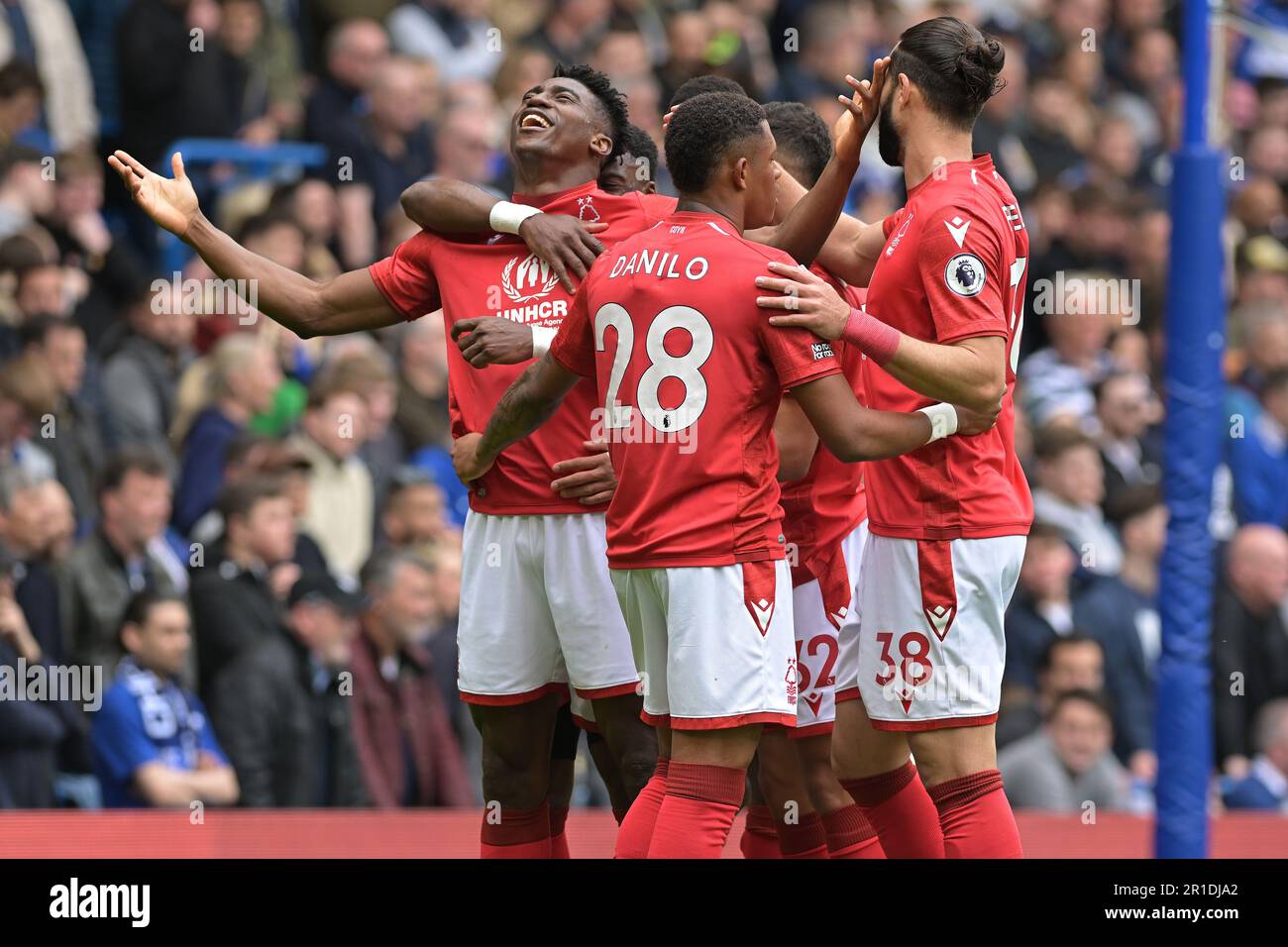 London, UK. 13th May, 2023. GOAL Taiwo Awoniyi of Nottingham Forest ...