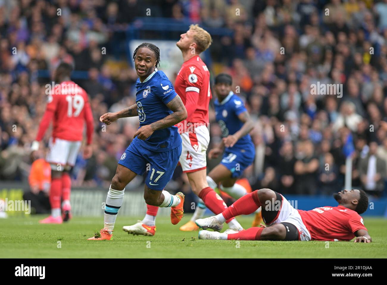 London, UK. 13th May, 2023. GOAL Raheem Sterling of Chelsea scores his and his teams second goal ...