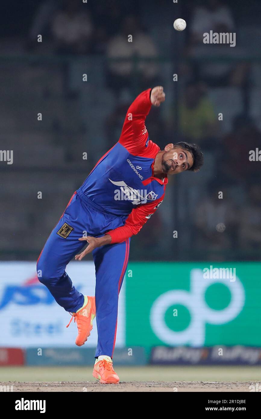 Axar Patel of Delhi Capitals delivers a ball during the Indian Premier ...
