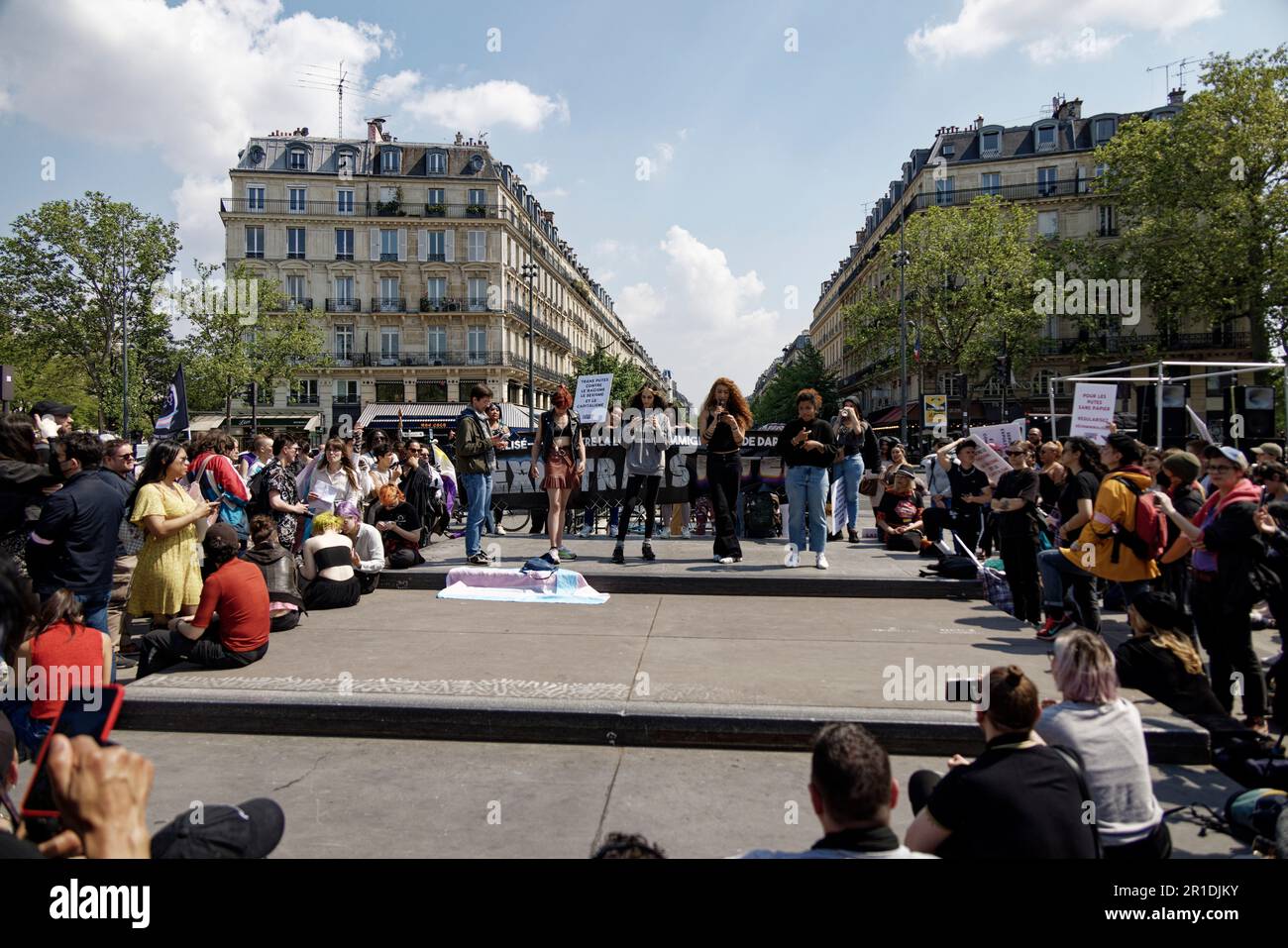 Paris, France. 13th May, 2023. ExisTransInter demonstration against the ...