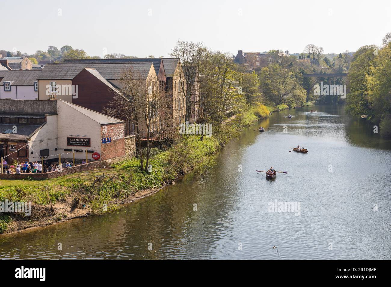 Durham, England, UK -22 April 2019: View of the Durham town. Brick ...