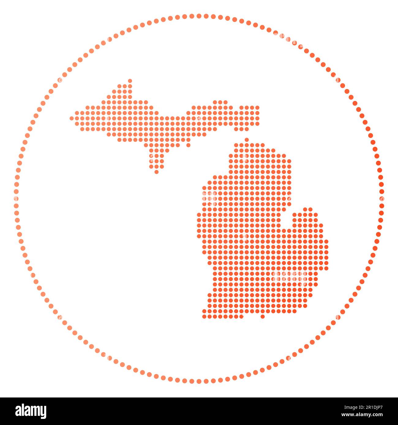 Michigan digital badge. Dotted style map of Michigan in circle. Tech ...