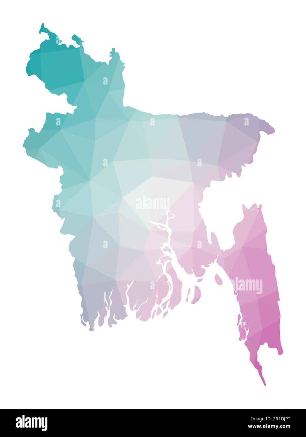 Polygonal map of Bangladesh. Geometric illustration of the country in ...