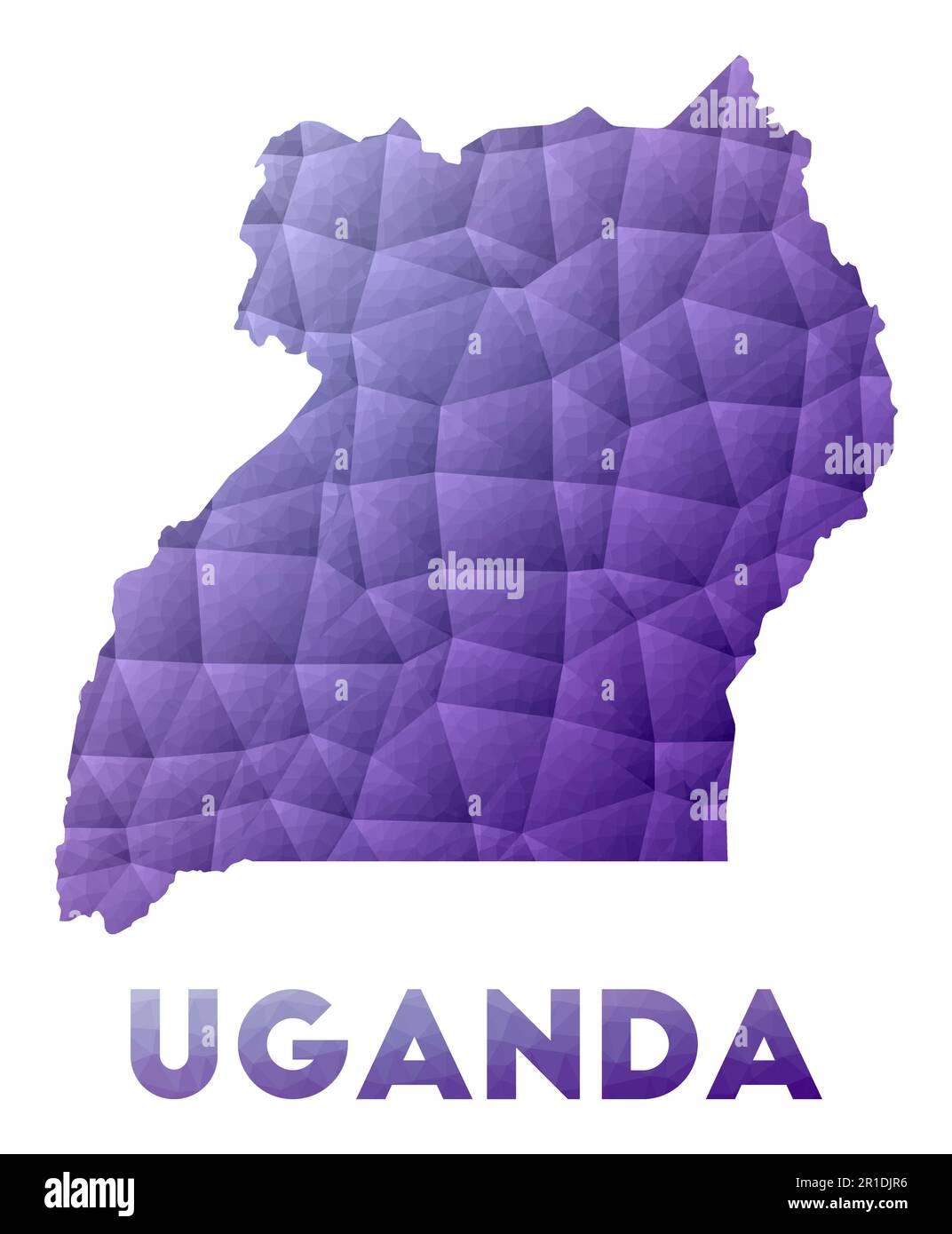 Map of Uganda. Low poly illustration of the country. Purple geometric design. Polygonal vector ...