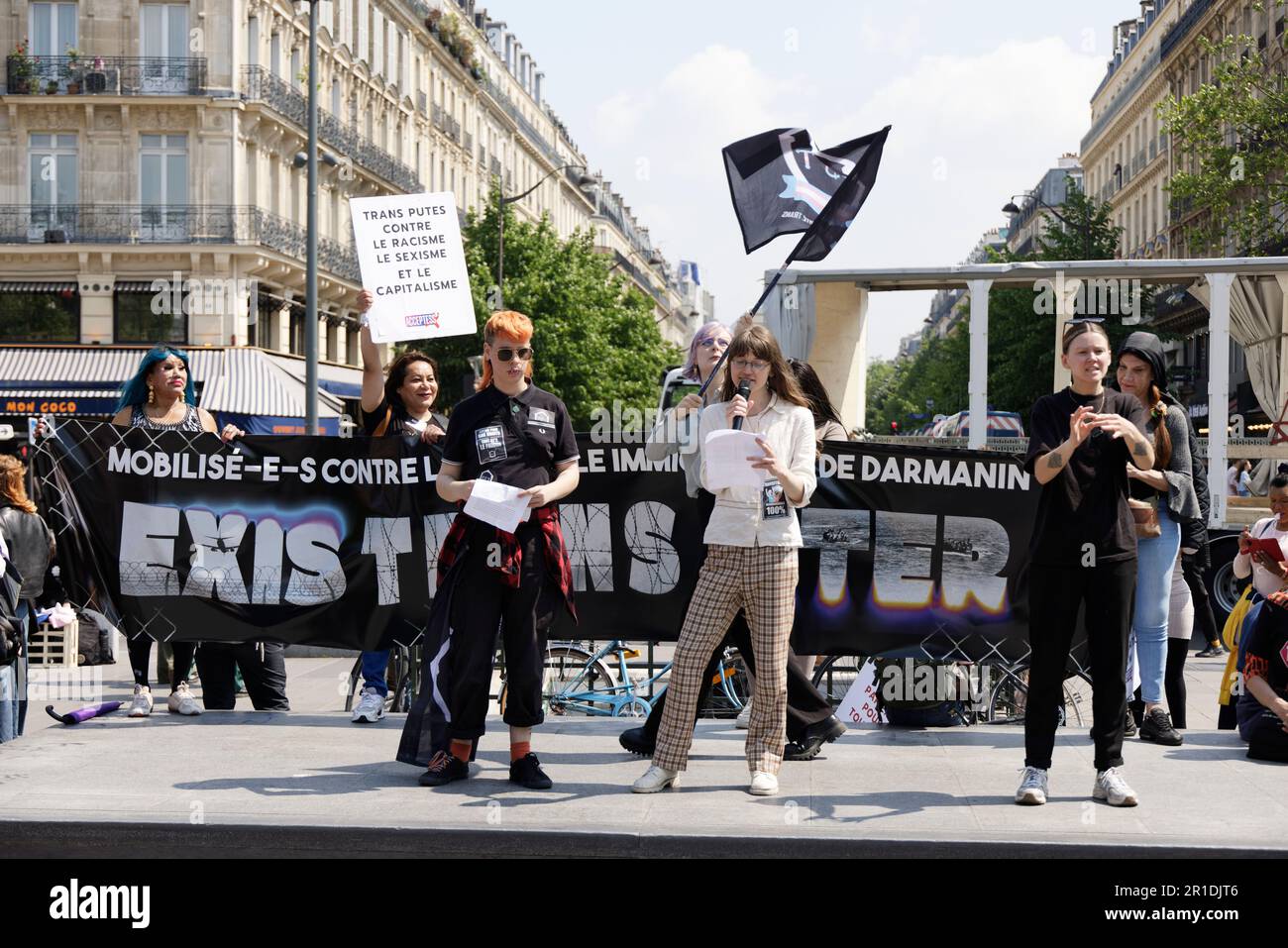 Paris, France. 13th May, 2023. ExisTransInter demonstration against the ...
